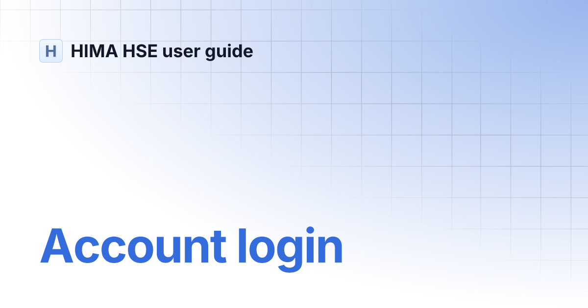 Account login | HIMA HSE user guide